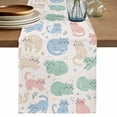 Cartoon Cats Table Runner, Modern Cute Colorful Cats Animals Washable ...