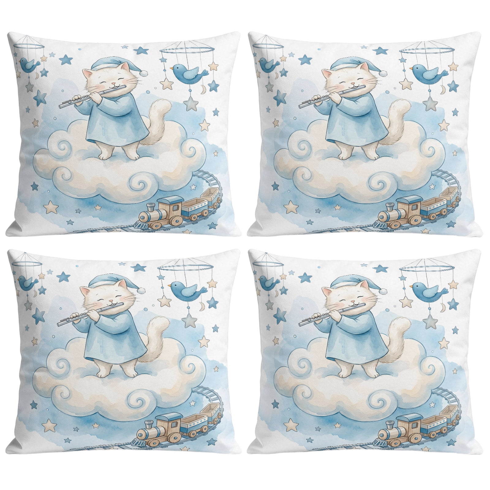 Cartoon Cats Throw Pillow Covers 20 x 20 Inch Pillow Covers Set of 4 ...