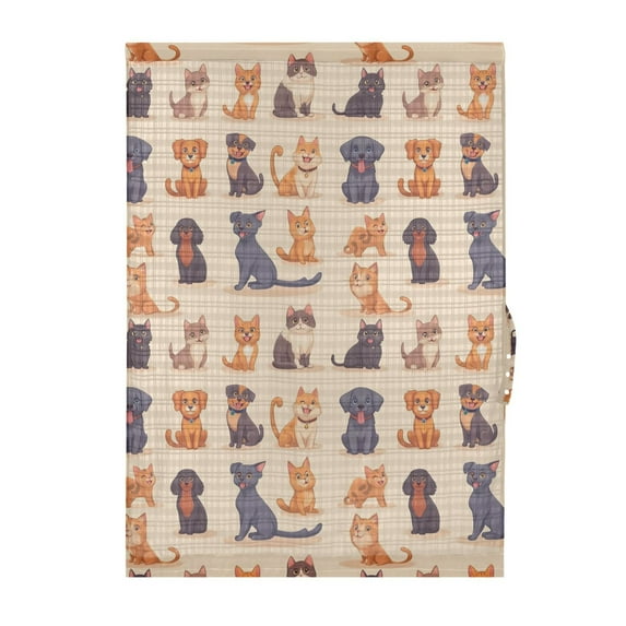 Cartoon Cats and Dogs Pattern Door Curtain Blackout Thermal Insulated ...