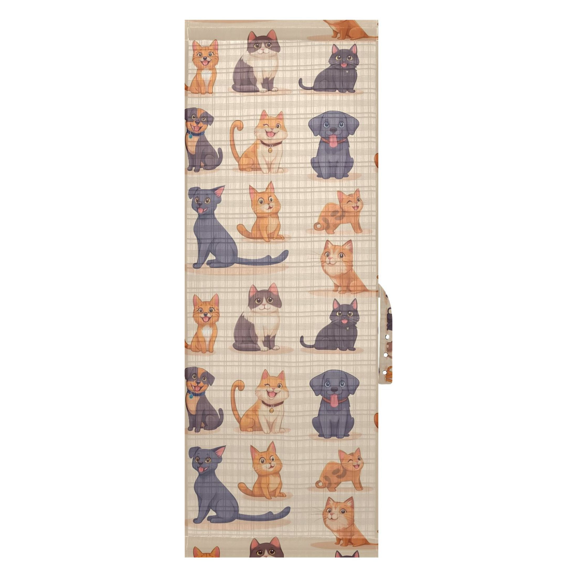 Cartoon Cats and Dogs Pattern Door Curtain Blackout Thermal Insulated ...