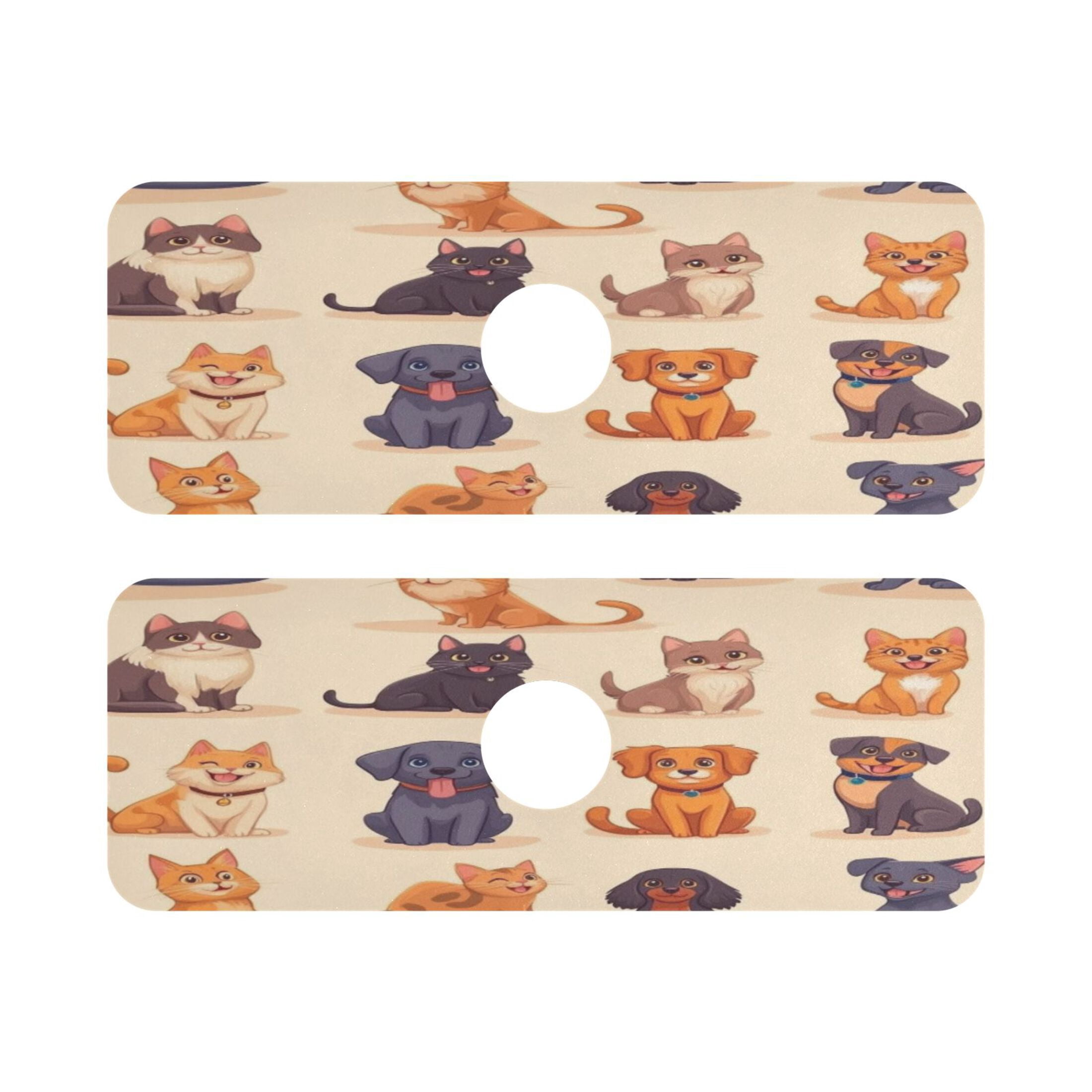Cartoon Cats and Dogs Pattern Quick Dry Silicone Algae Faucet Pad 14 ...