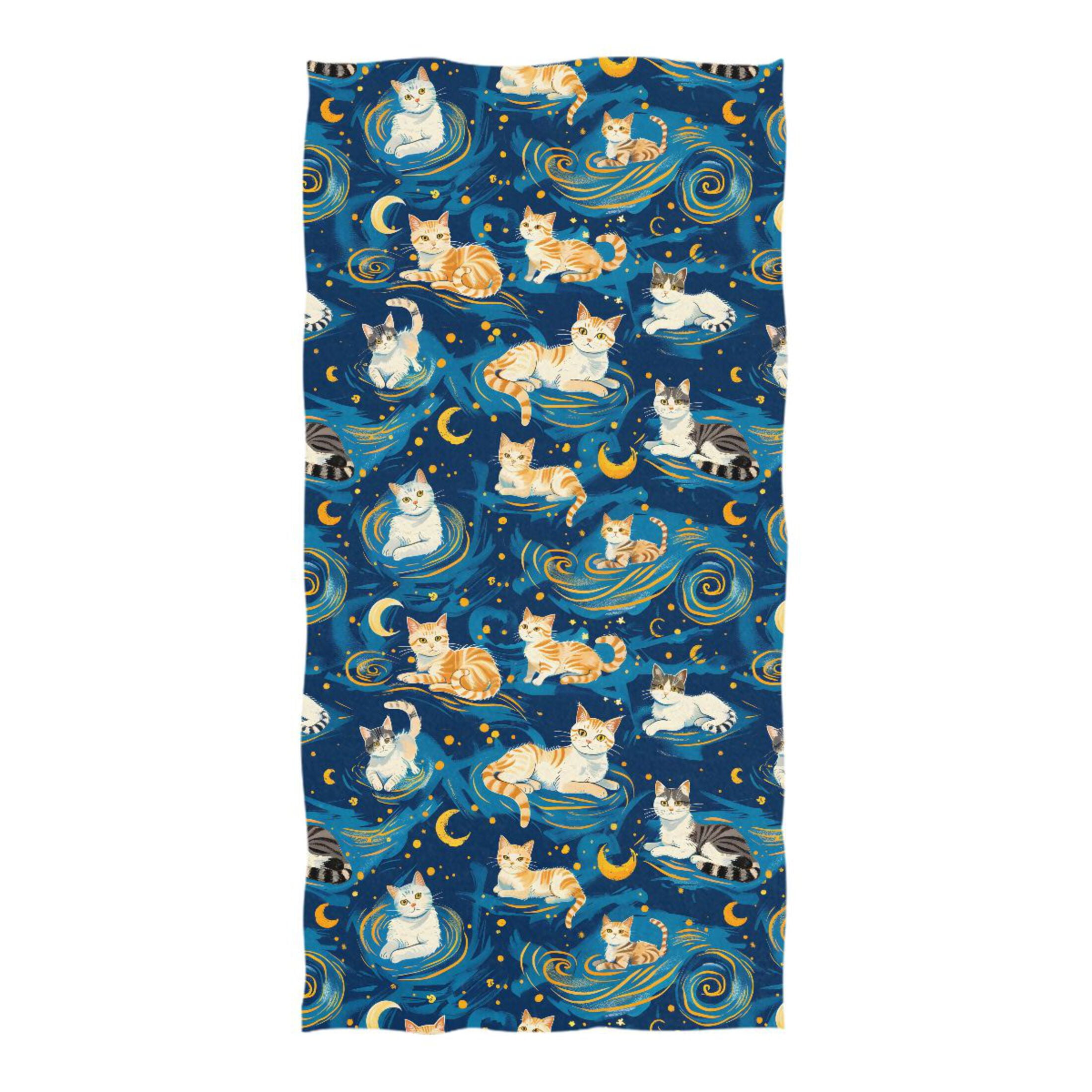 Cartoon Cats and Starry Sky Beach Towel Oversized 74"x37" Pool Towels ...