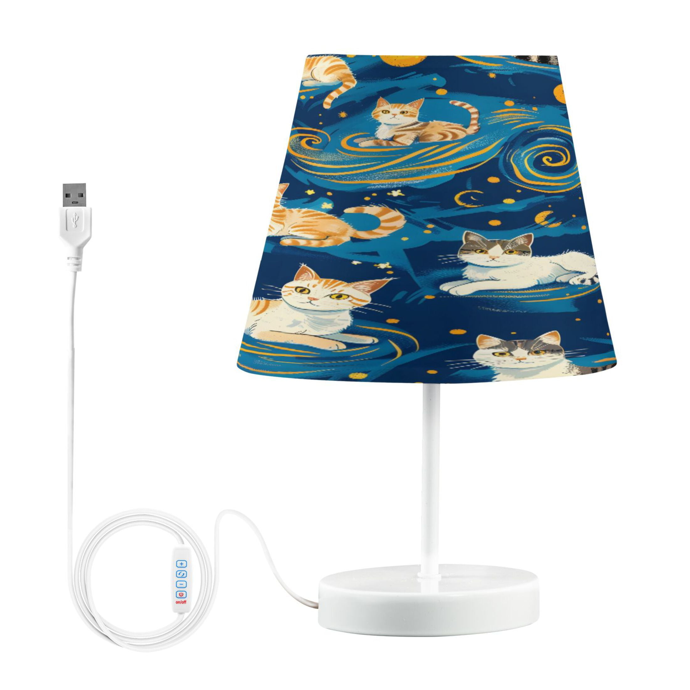 Cartoon Cats and Starry Sky Desk Lamp LED Table Nightstand Lamps with 3 ...