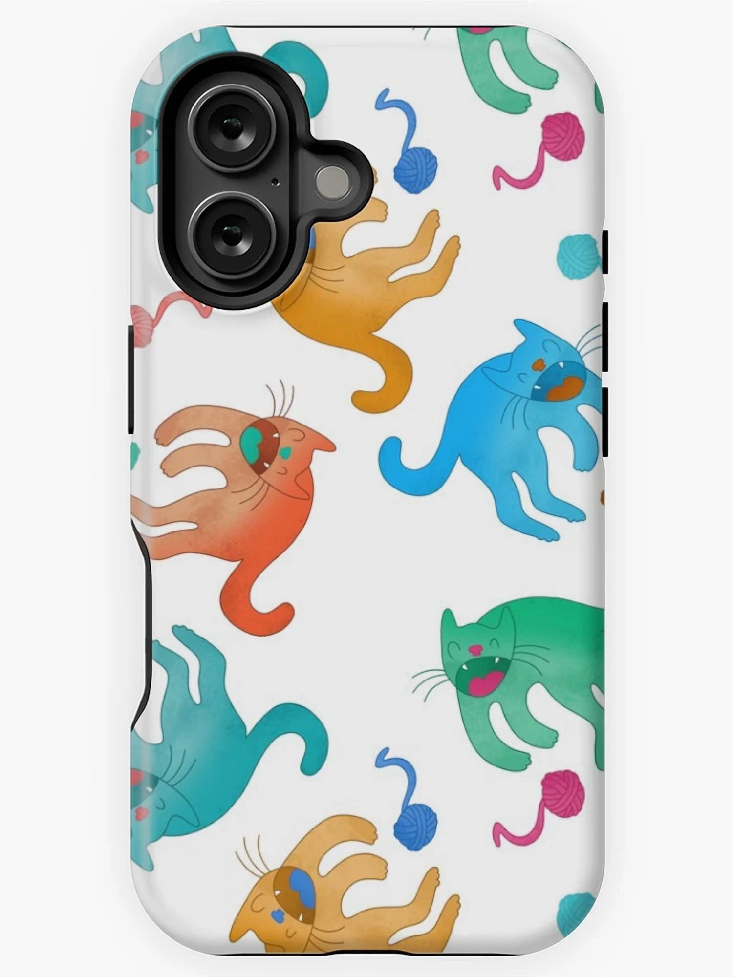 Cartoon Cats with Colorful Geometric Pattern Case for iPhone 11 through ...