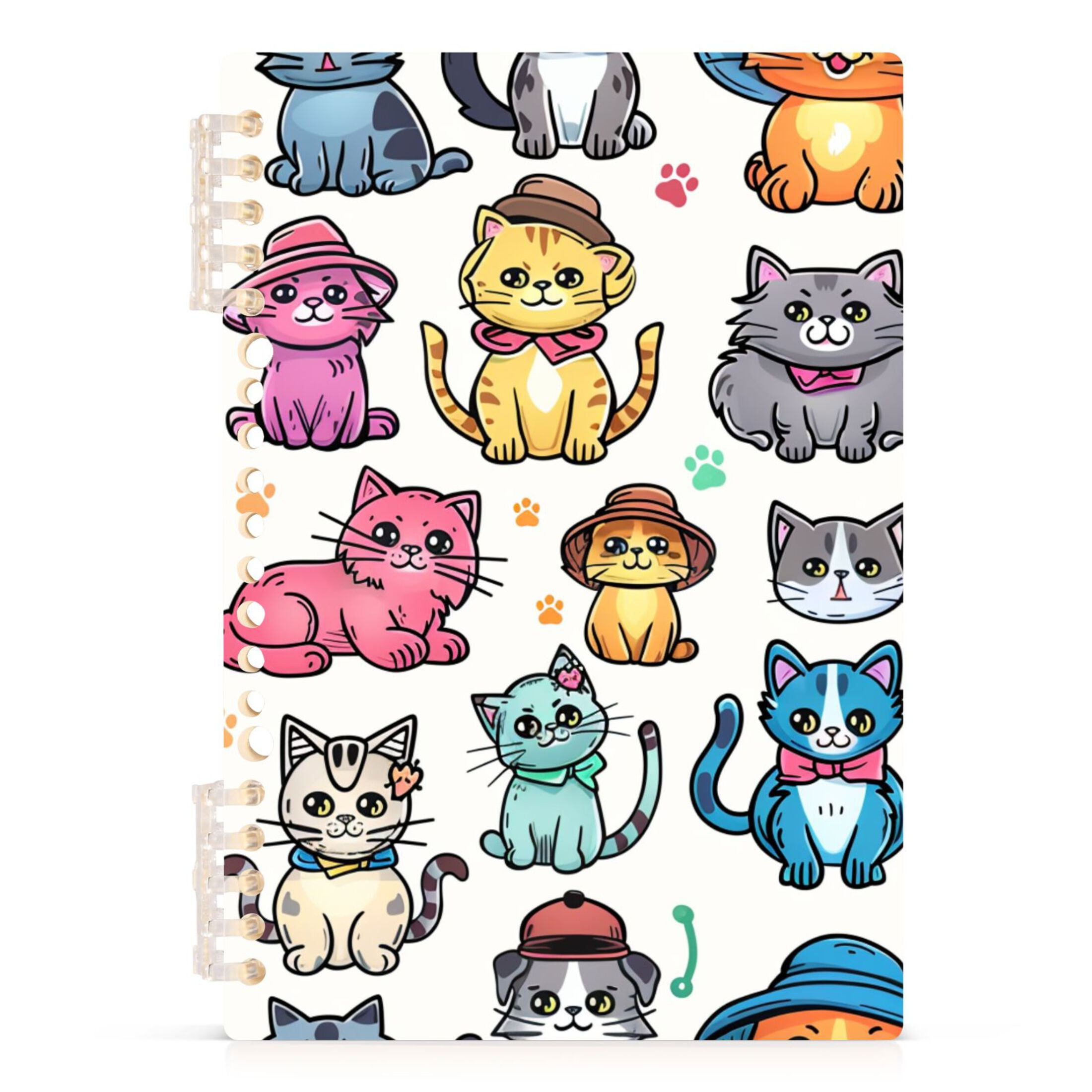 Cartoon Cats with Hat Notebooks 1-subject Journal 60 Sheets A5 College ...