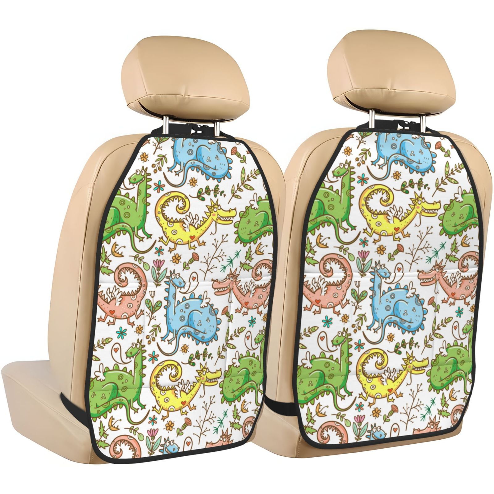 Cartoon Chameleon Lizard Flower Mats Back Seat Protectors, Car Seat ...