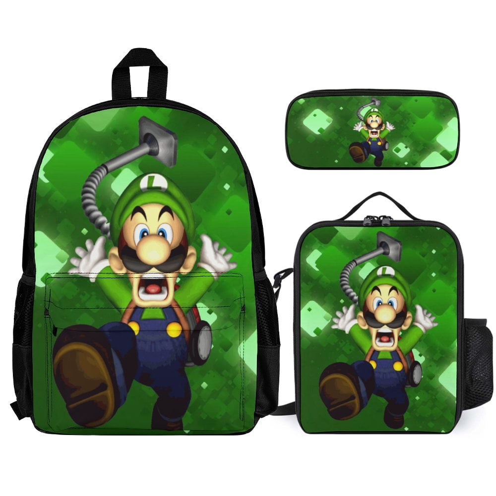Cartoon Character Luigi's Mansion Backpack 3 Pieces Set With Pencil ...