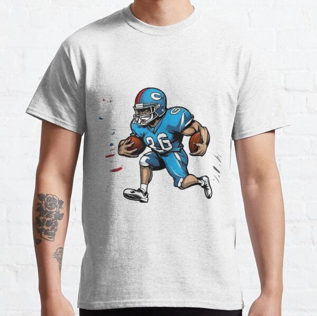 Cartoon Character Playing Football Classic T-Shirt - Walmart.com