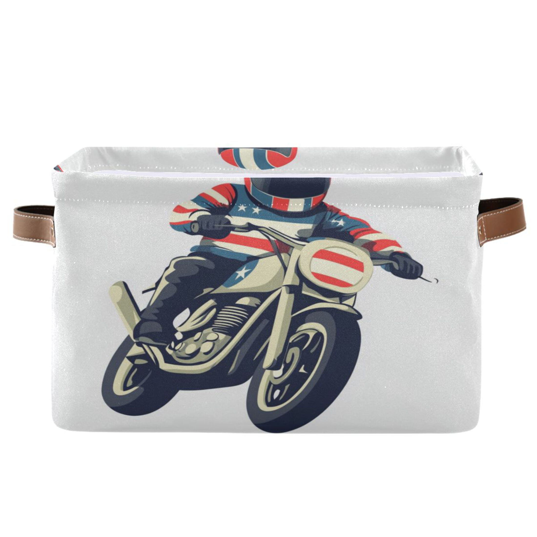 Cartoon Character Riding A Motorcycle Foldable Storage Basket,Canvas ...