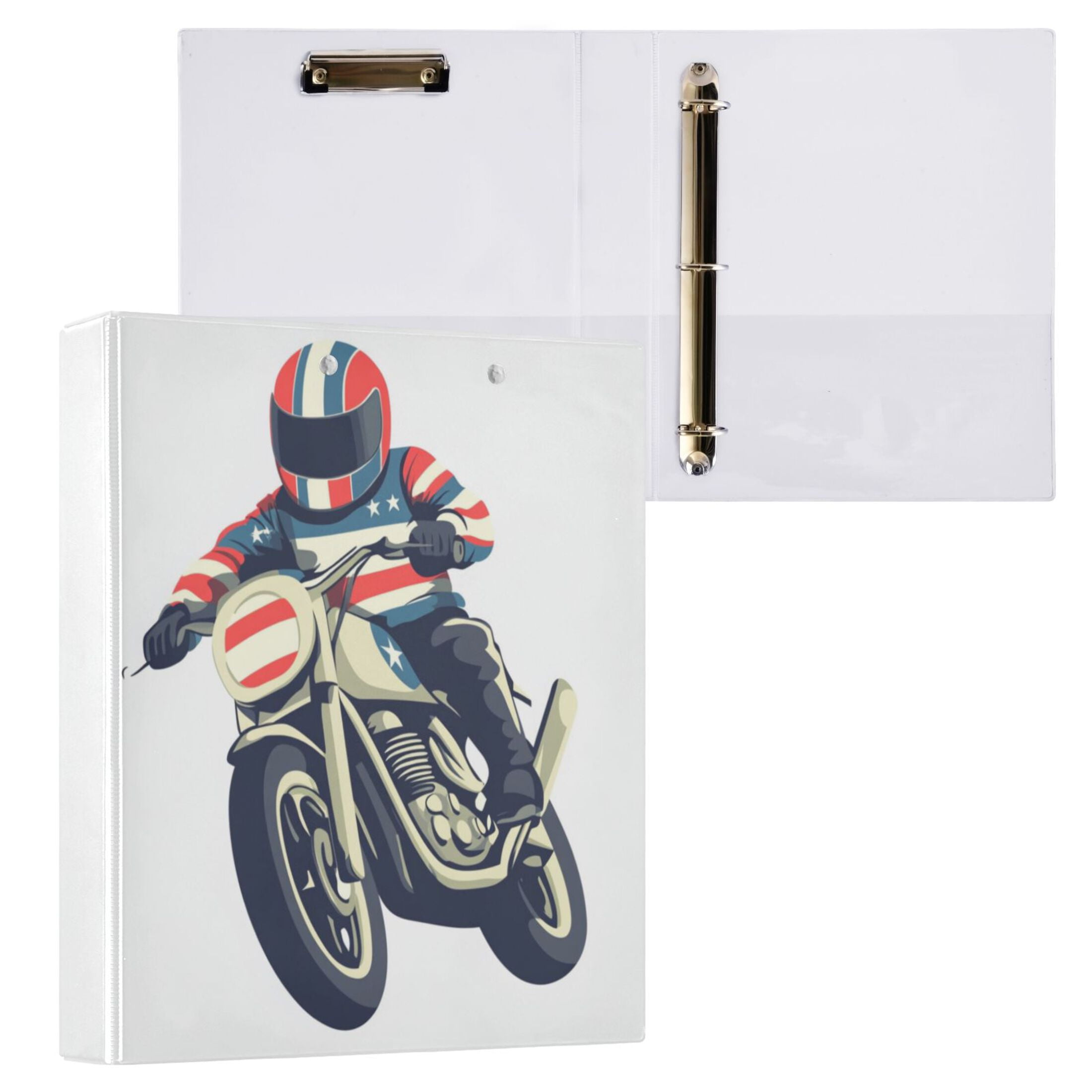 Cartoon Character Riding A Motorcycle 3 Ring Hardcover Binders 1.5in ...