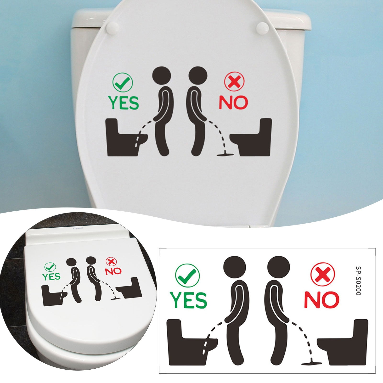 Cartoon Character Wall Stickers, Removable Toilet Stickers, Bathroom ...