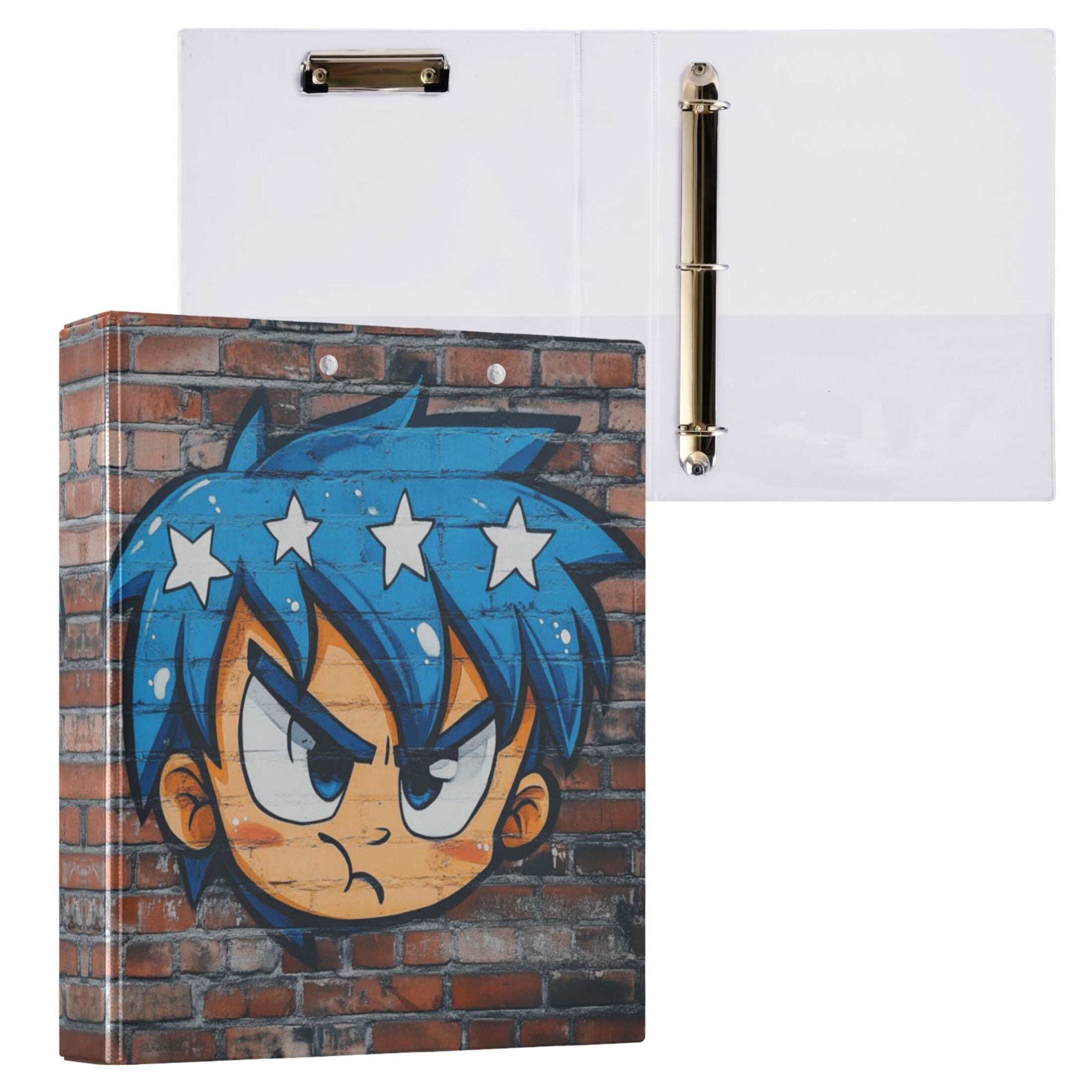 Cartoon Character with Blue Hair 3 Ring Hardcover Binders 1.5in Round ...