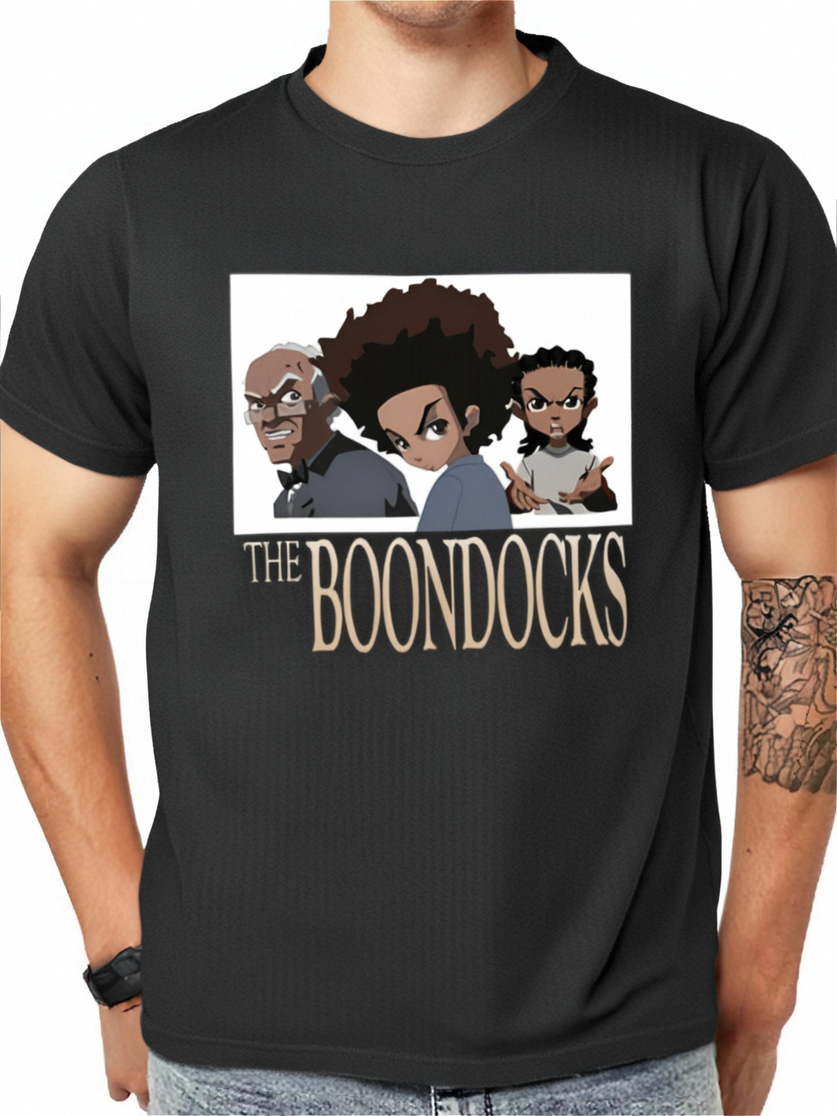 Cartoon Characters Pattern Retro Cotton T-shirt For Men, Casual Short ...