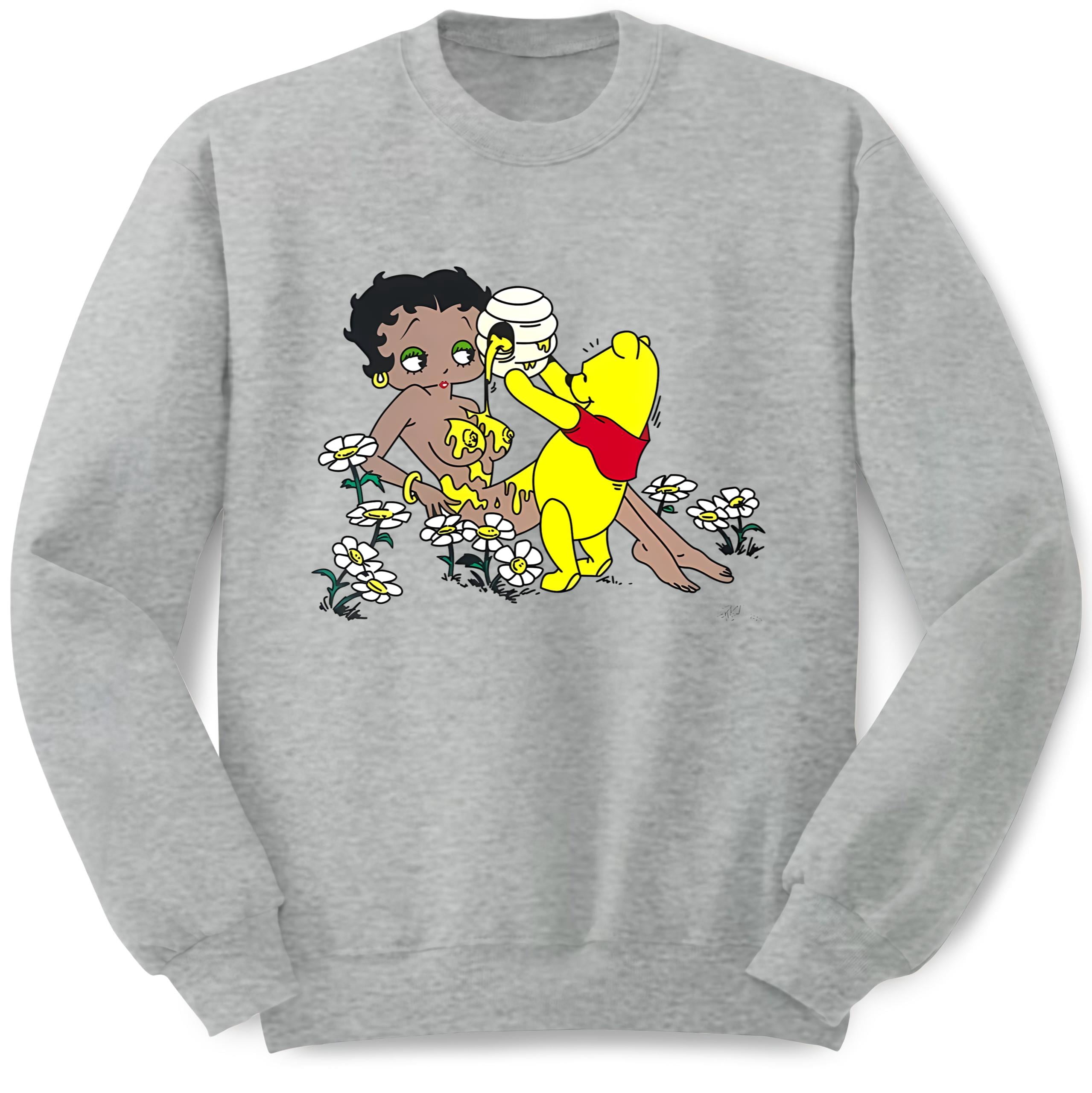 Cartoon Characters Pouring Honey Graphic Sweatshirt, Unisex Fun Design ...