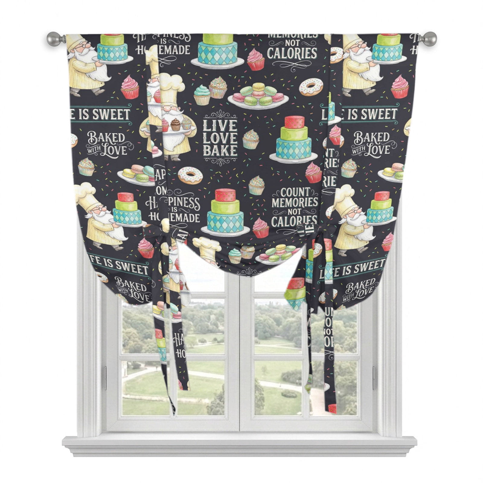Cartoon Chef Cakes Tie Up Curtains for Window, Thermal Insulated ...