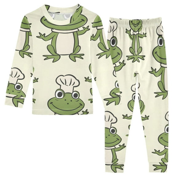 Cartoon Chef Frogs Cotton Pajama Set Long Sleeve Top and Pants ...