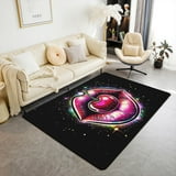 Cartoon Cherry Girlish Area Rug,Red Lip Starry Sky Dot Glitter Indoor ...