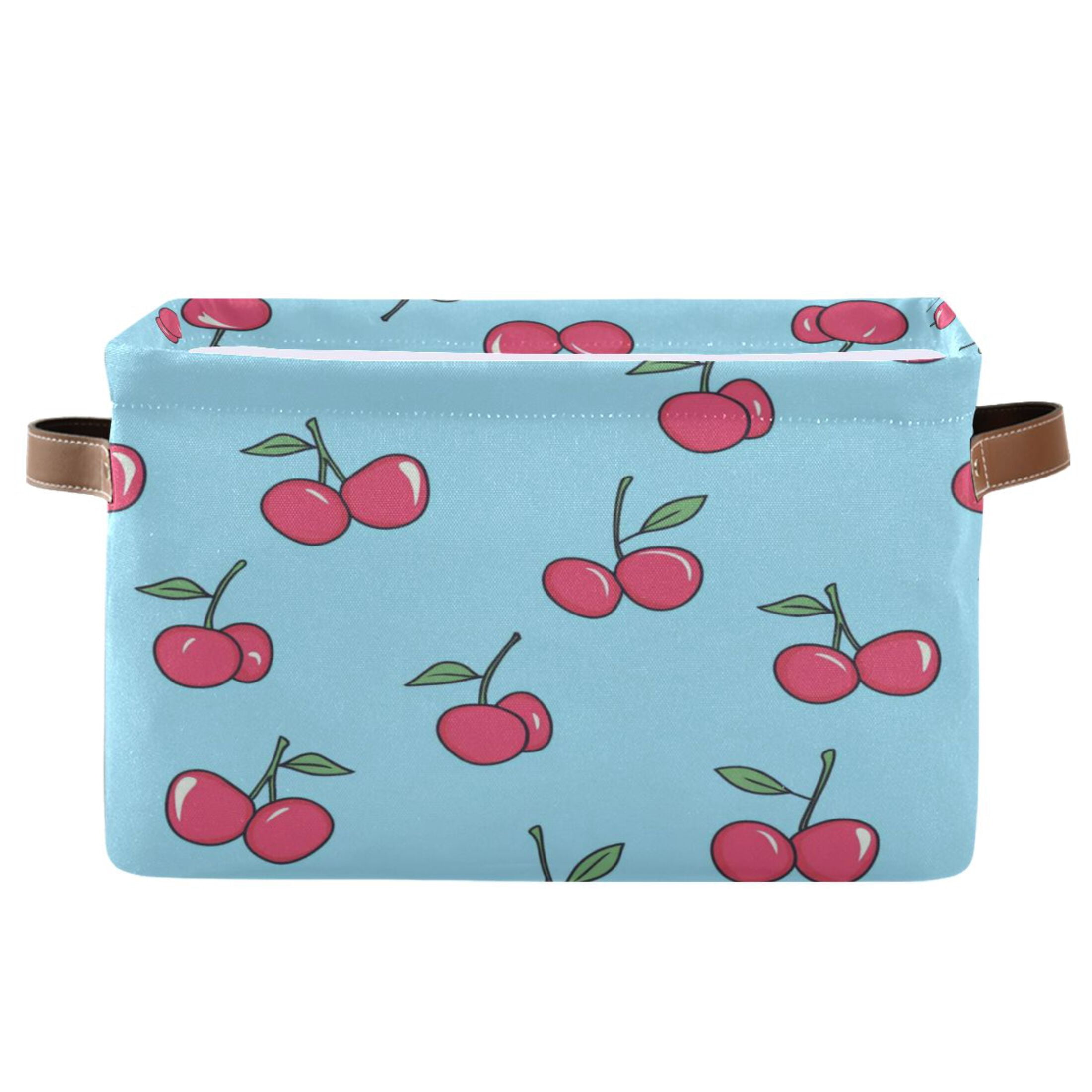 Cartoon Cherry Pattern Foldable Storage Basket,Canvas Fabric Foldable ...