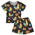 Cartoon Chicken Butterfly Pattern Summer Pajama Set Soft Cotton Short ...