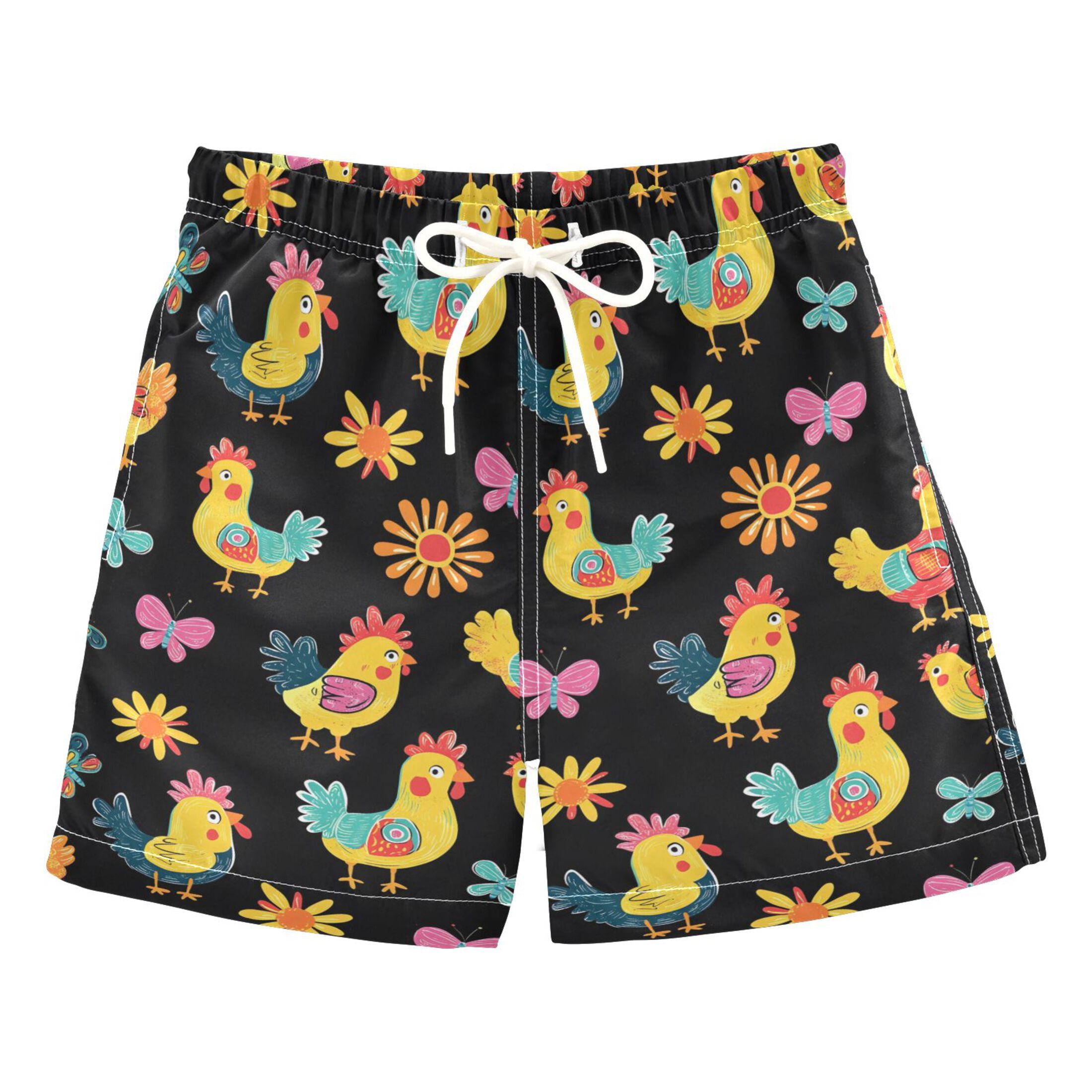 Cartoon Chicken Butterfly Pattern Swim Trunks Quick Dry Beach Pool ...