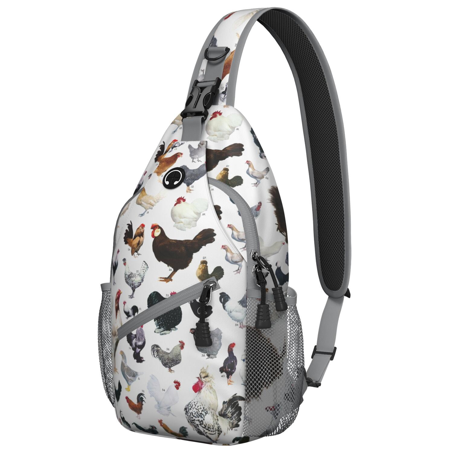 Cartoon Chicken Crossbody Sling Backpack, Cute Hen Chick Egg Pattern ...
