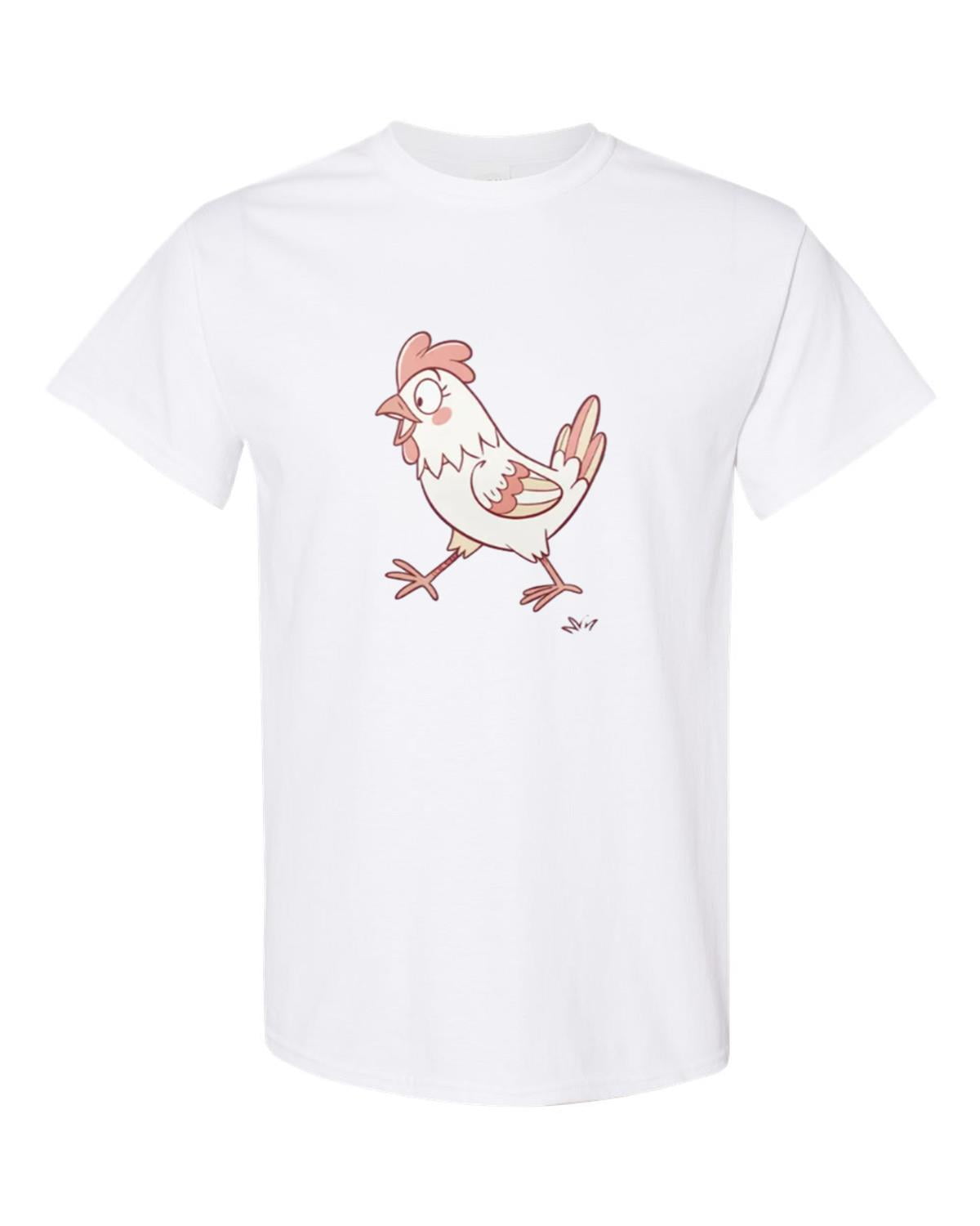 Cartoon Chicken Graphic Fun Animal Barnyard Humor Style Farm T-Shirt ...