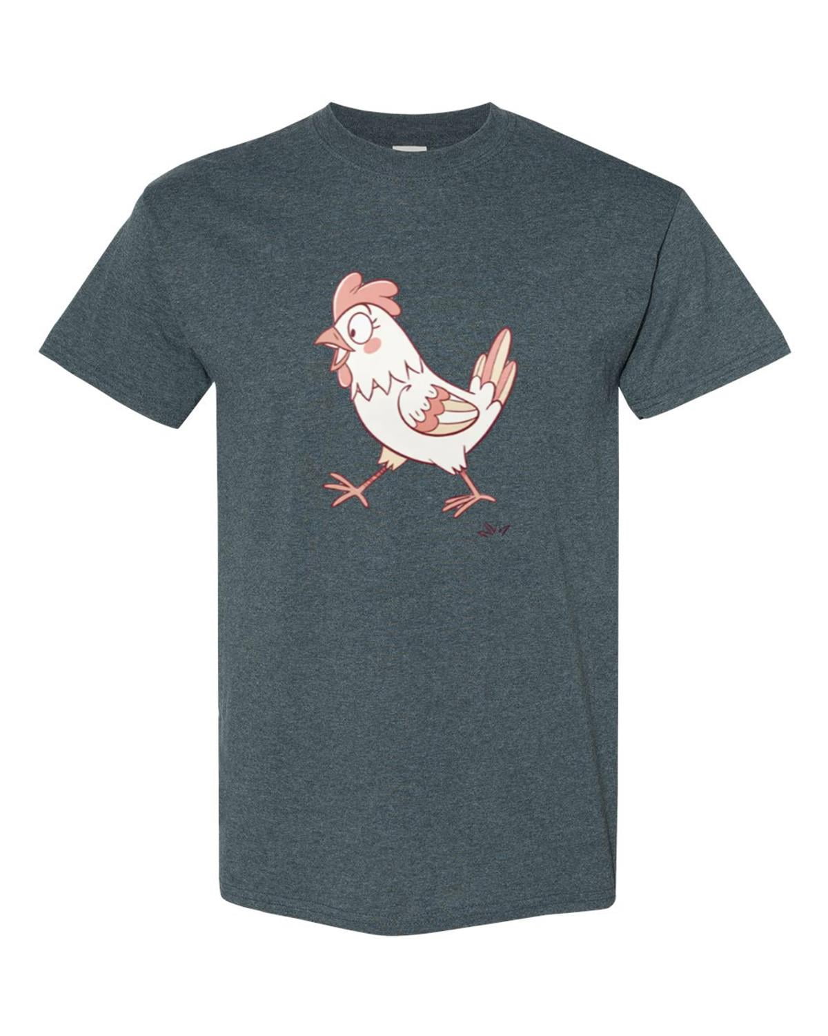 Cartoon Chicken Graphic Fun Animal Barnyard Humor Style Farm T-Shirt ...