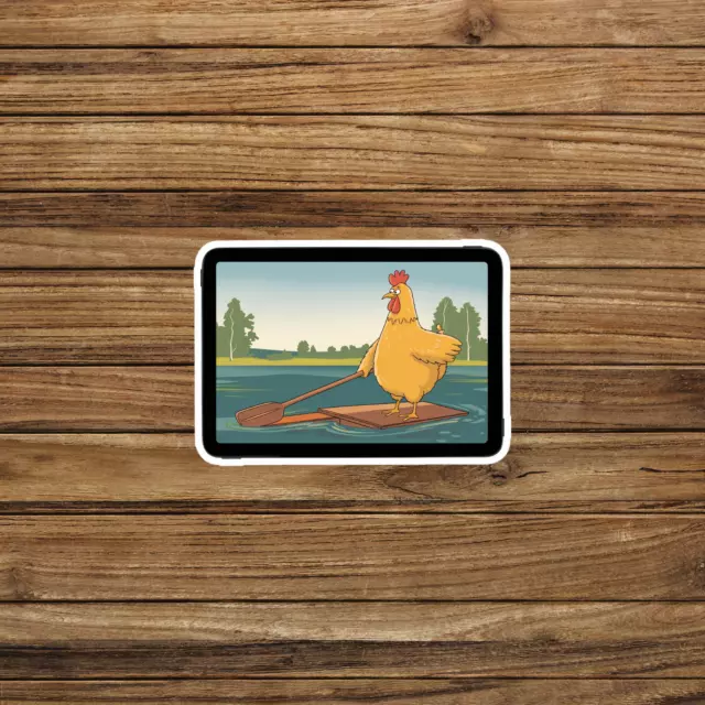 Cartoon Chicken Rowing Sticker - Cute Animal Adventure Laptop ...