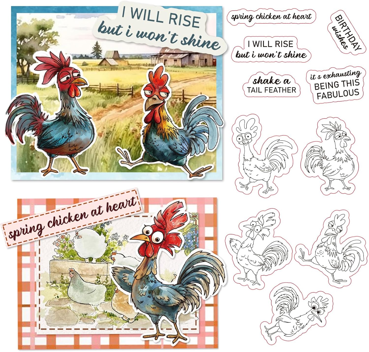 Cartoon Chicken Theme Clear Rubber Stamps Set Clear Stamps with Cartoon ...
