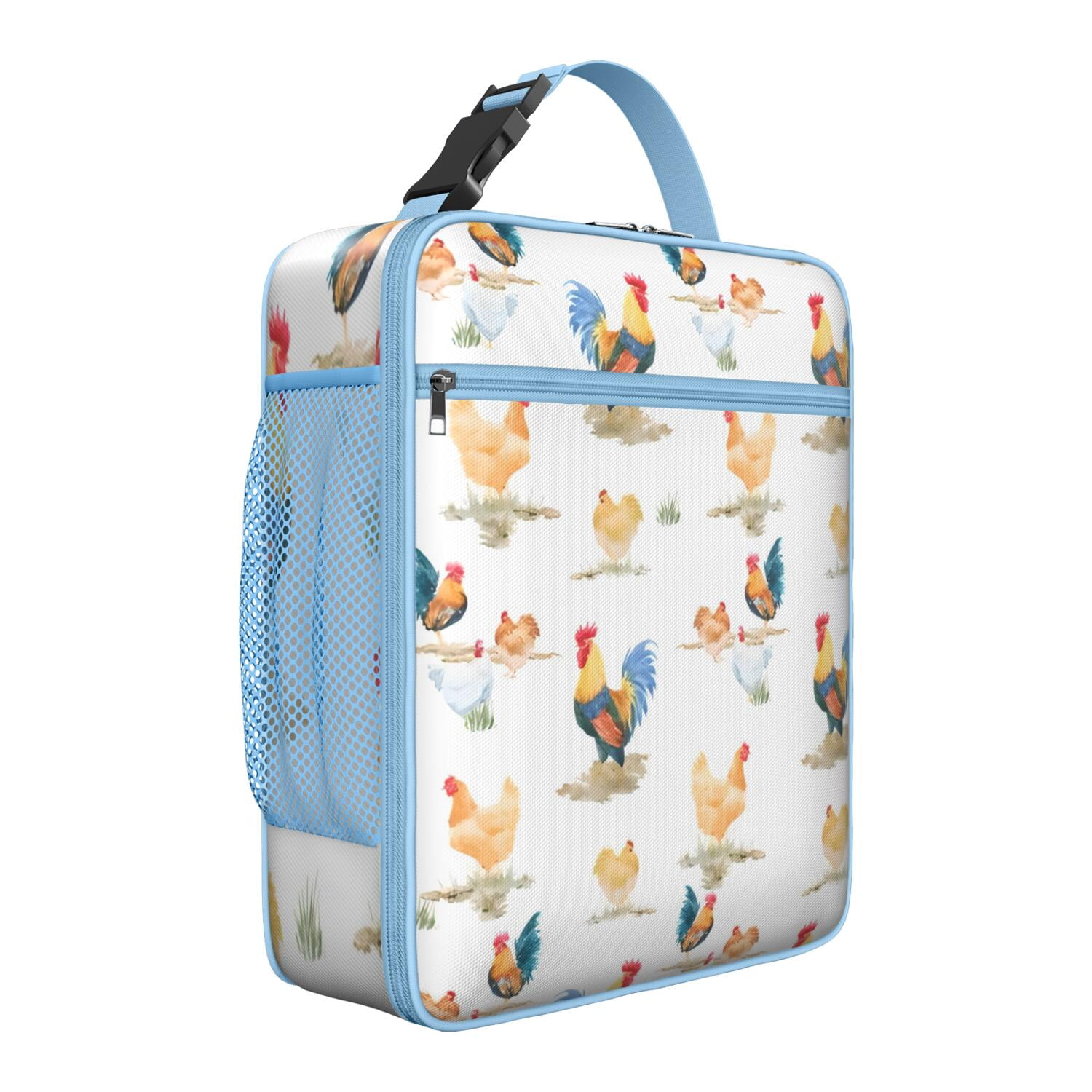 Cartoon Chicken and Chick Print Lunch Bag, Funny Farm Rooster Egg ...