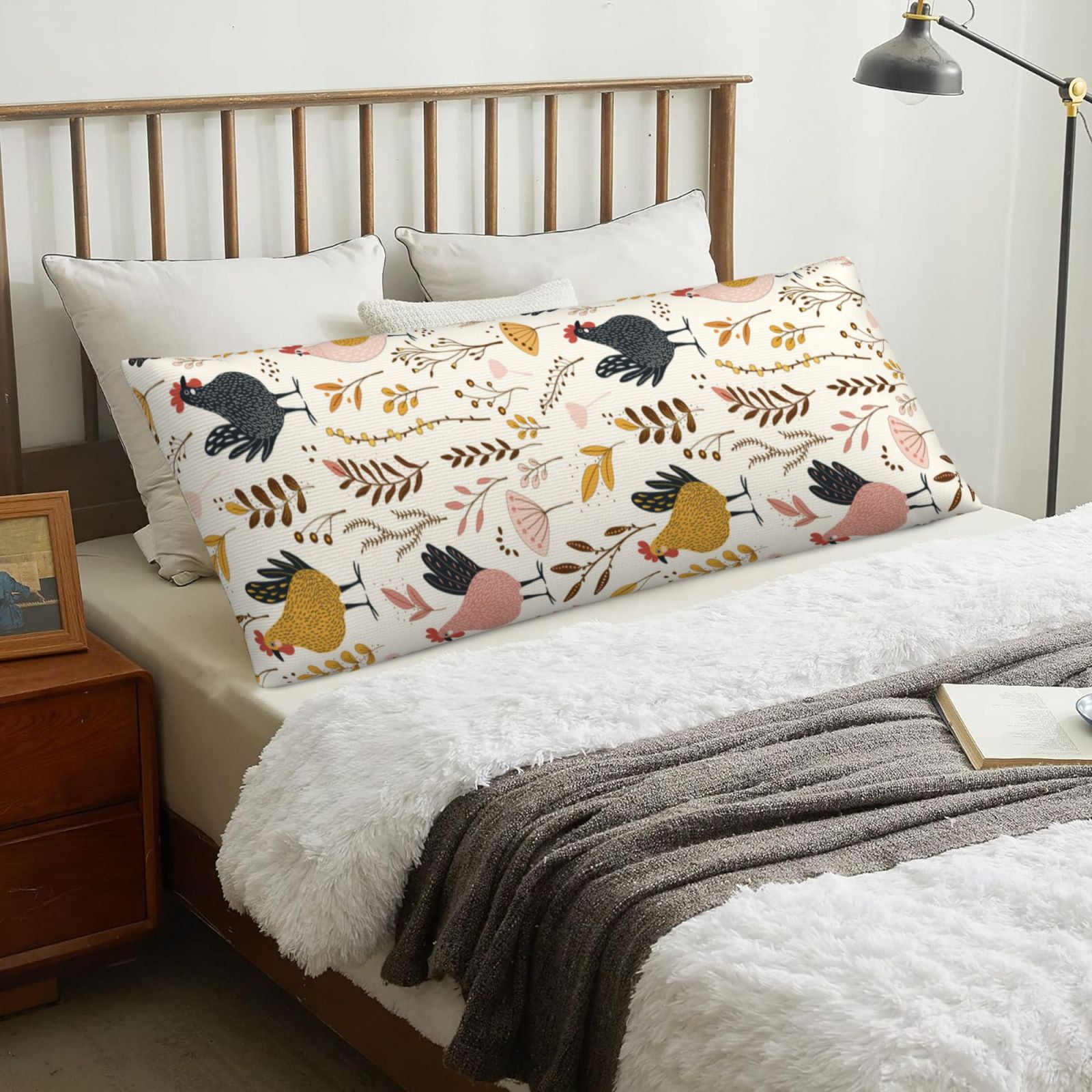 Cartoon Chickens Body Pillow Cover, Long Pillow Cover with Zipper, Soft ...