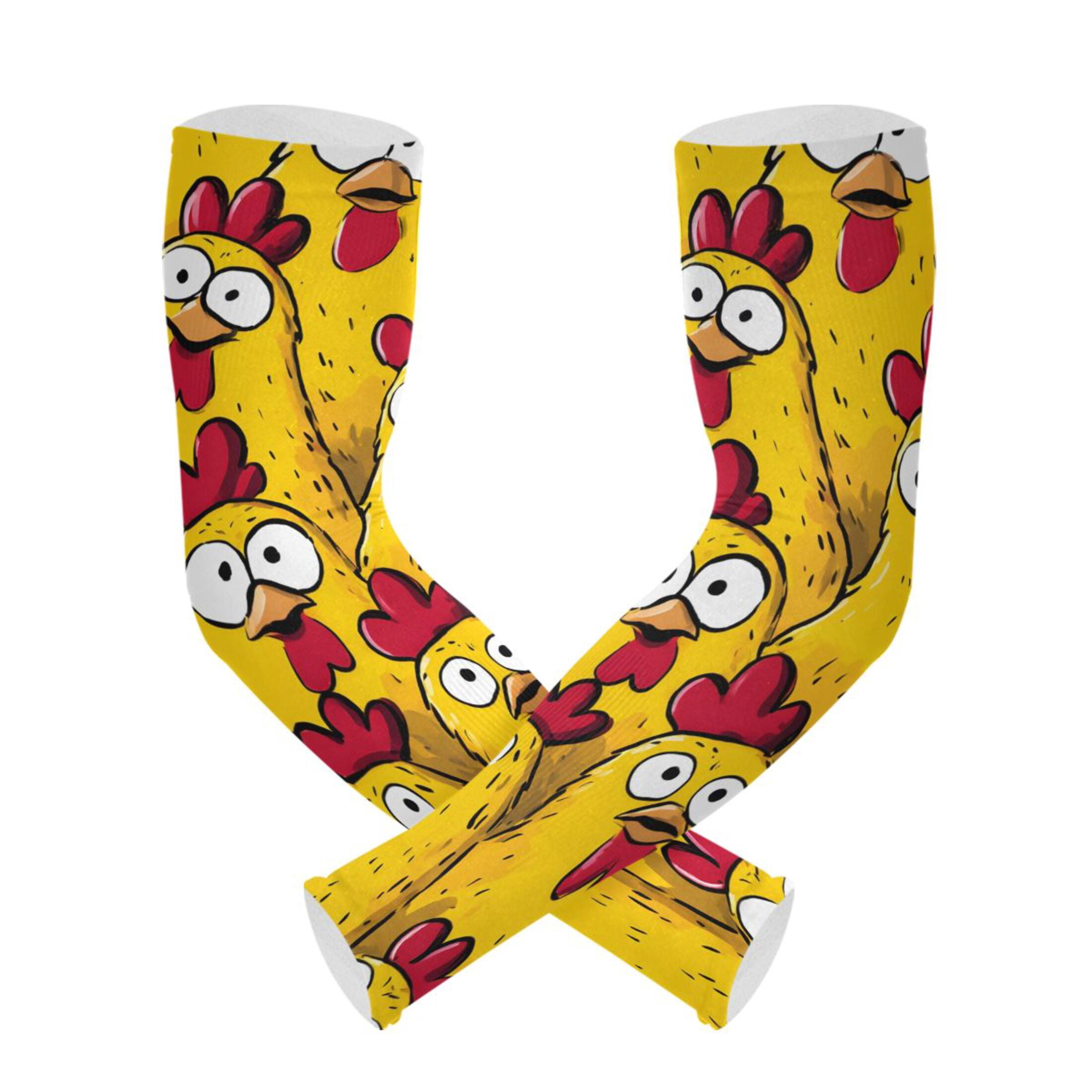 Cartoon Chickens Pattern UV Protection Cooling Arm Sleeves, Compression ...