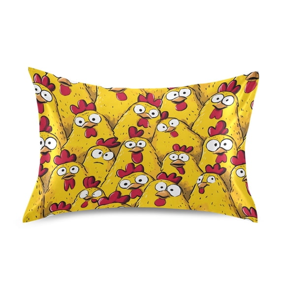 Cartoon Chickens Their Bodie Pattern King Size Satin Pillowcase 40''x20 ...