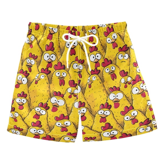 Cartoon Chickens Their Bodie Pattern Swim Trunks Quick Dry Beach Pool ...