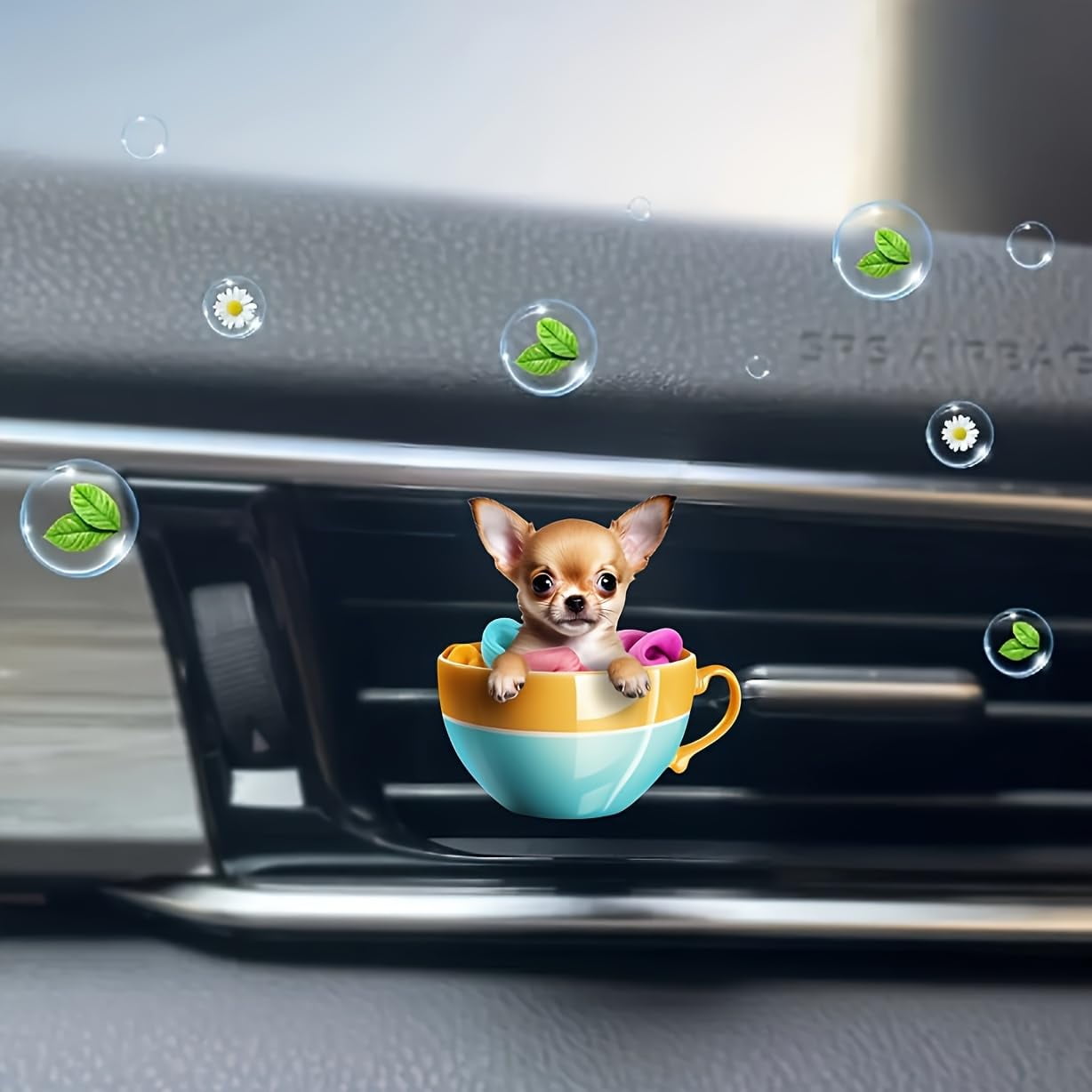 Cartoon Chihuahua 2D Acrylic Car Air Vent Freshener – Cute Solid ...