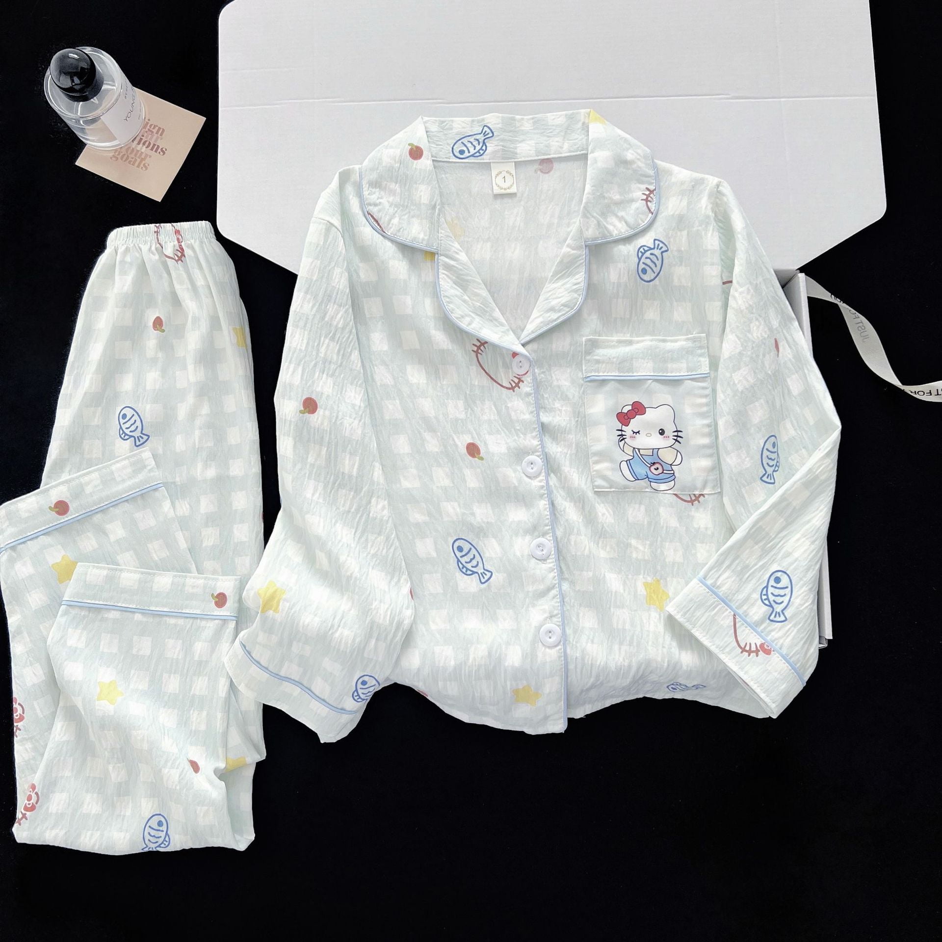 Cartoon Chiikawa Pajamas Hachiware Anime Kawaii Pajamas Fashion Lapel ...