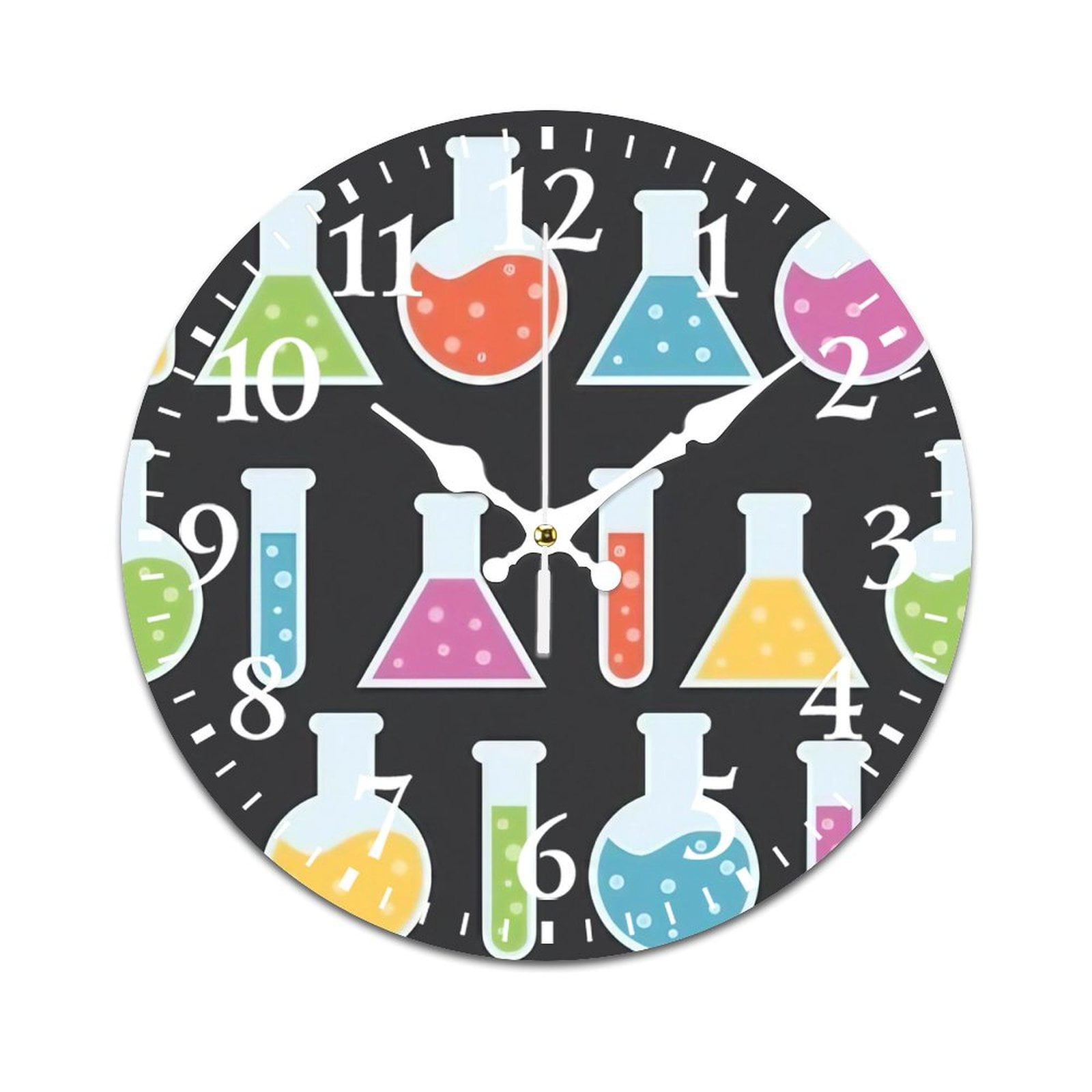 Cartoon Children Kid Student Are Studying Chemistry Wall Clock Modern ...