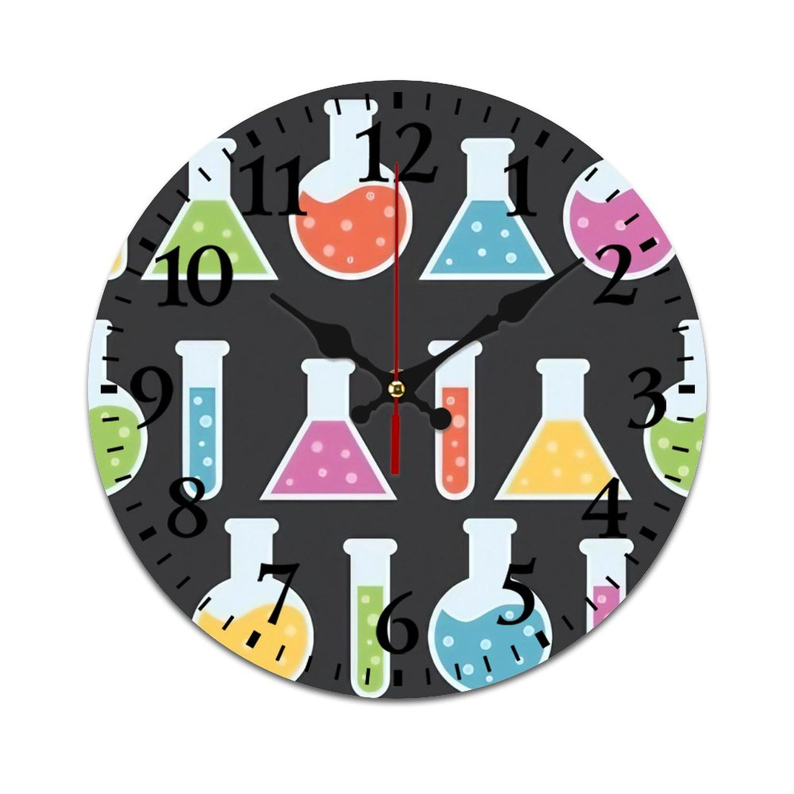 Cartoon Children Kid Student Are Studying Chemistry Wall Clock Modern ...