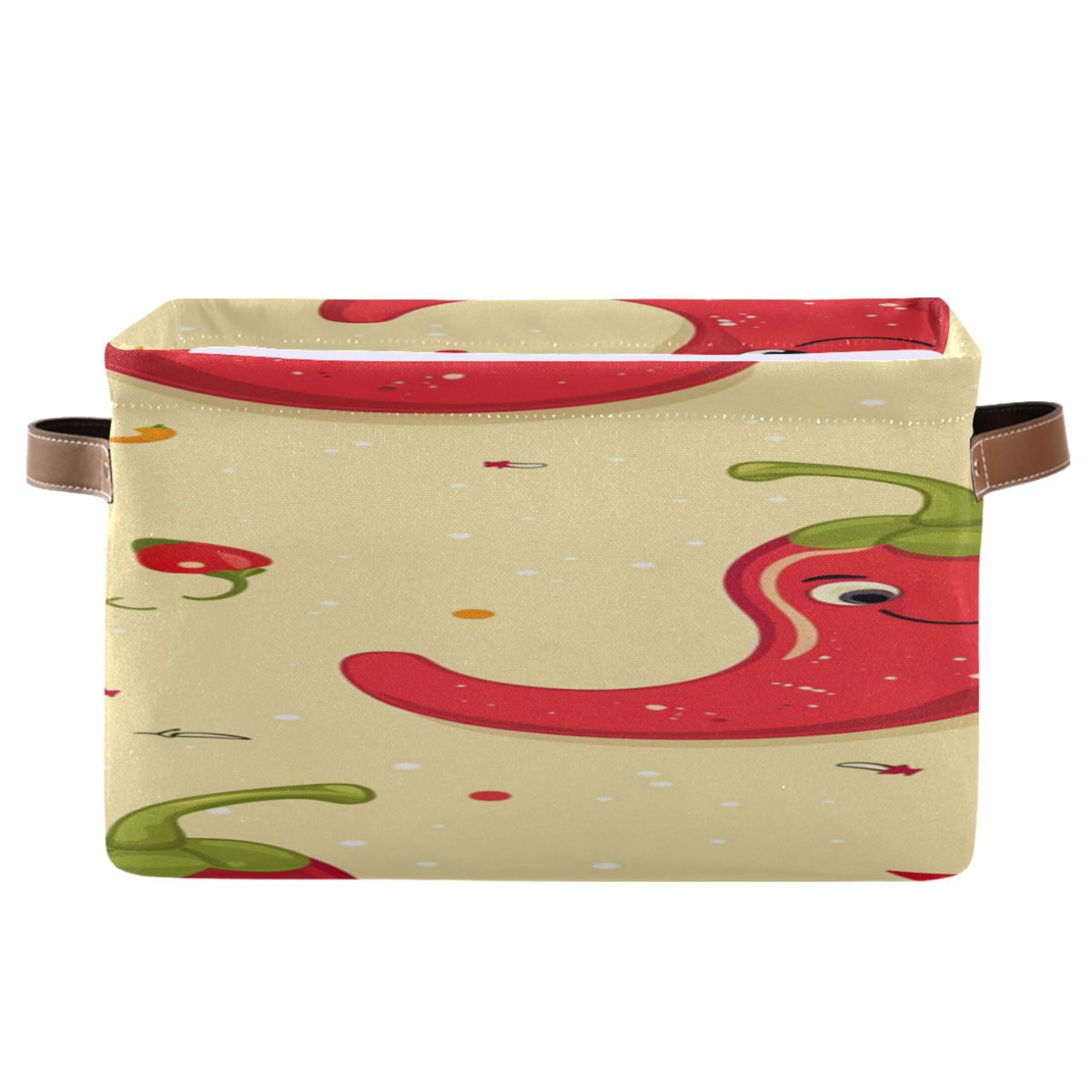 Cartoon Chilli with Happy Faces Square Storage Bins with Handles ...