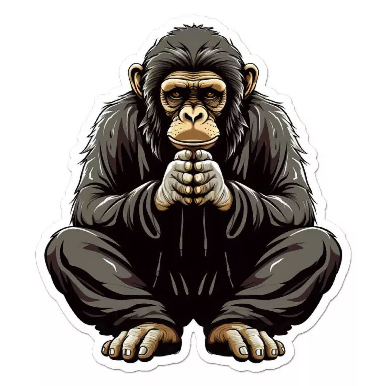 Cartoon Chimp Monkey Sticker Indoor Outdoor Phone Decal Water Bottle ...