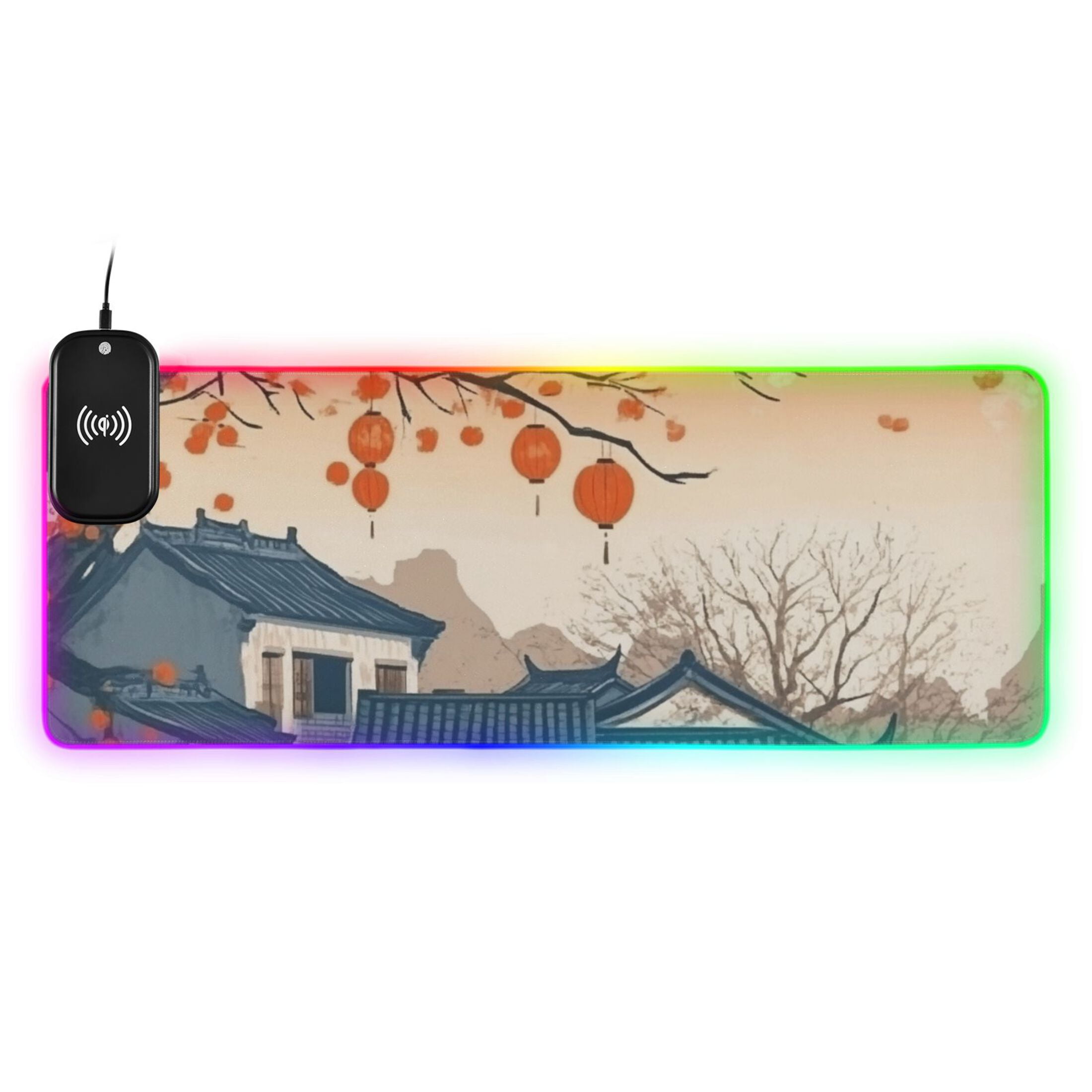 Cartoon Chinese Architecture Wireless Charging RGB Gaming Mouse Pad ...