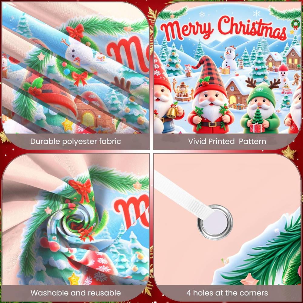 Cartoon Christmas Banner Colorful Design Merry Christmas Banner Santa ...