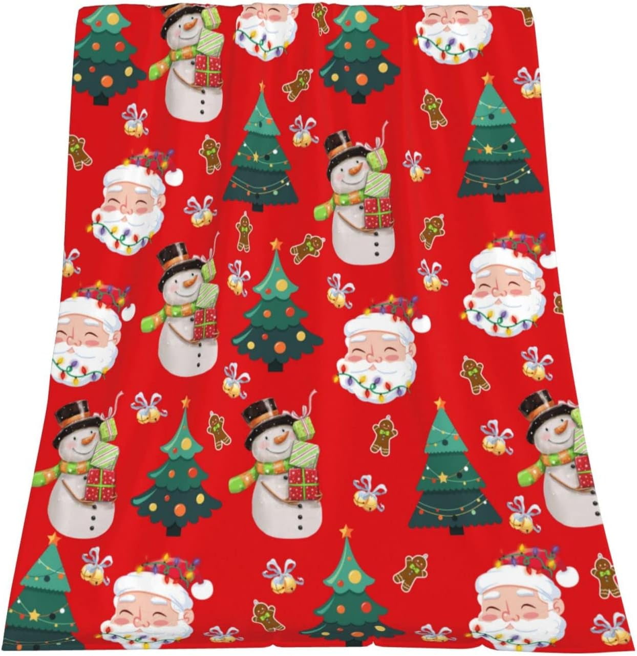 Cartoon Christmas Blanket Cute Christmas Tree Print Funny Santa Claus ...