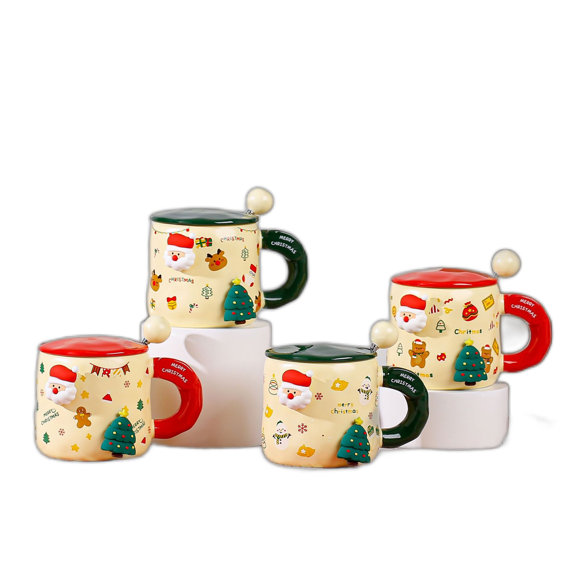 Cartoon Christmas Ceramic Cup Gift Box Set With Stirring Spoon Good ...