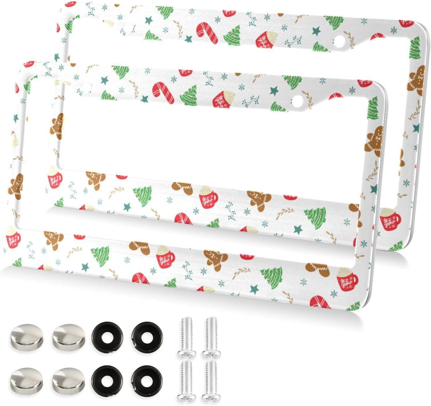 Cartoon Christmas License Plate Frame - 2 Pack Universal Stainless ...