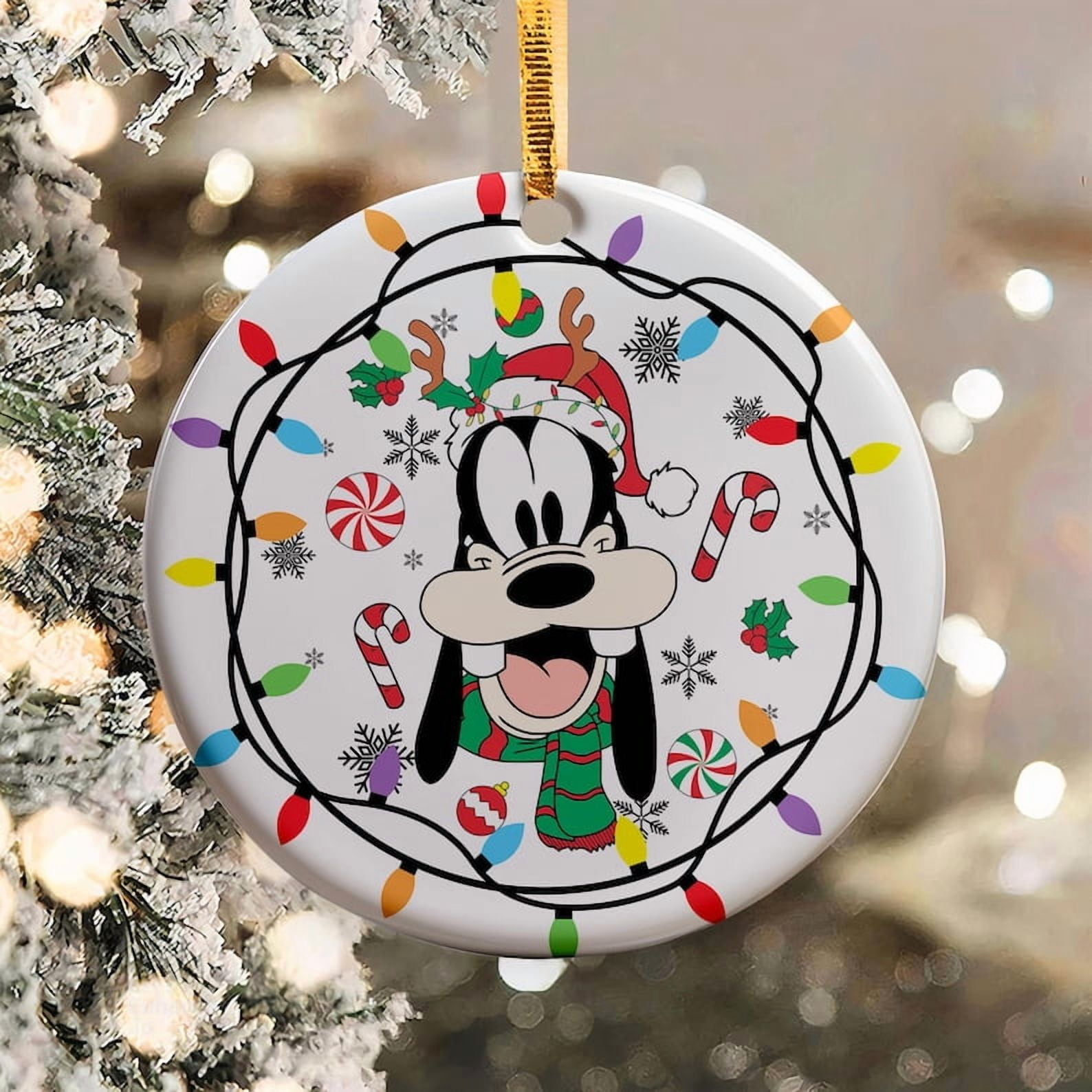 Cartoon Christmas Round Ornament, Flat Ceramic Ornament, Gift Idea For ...