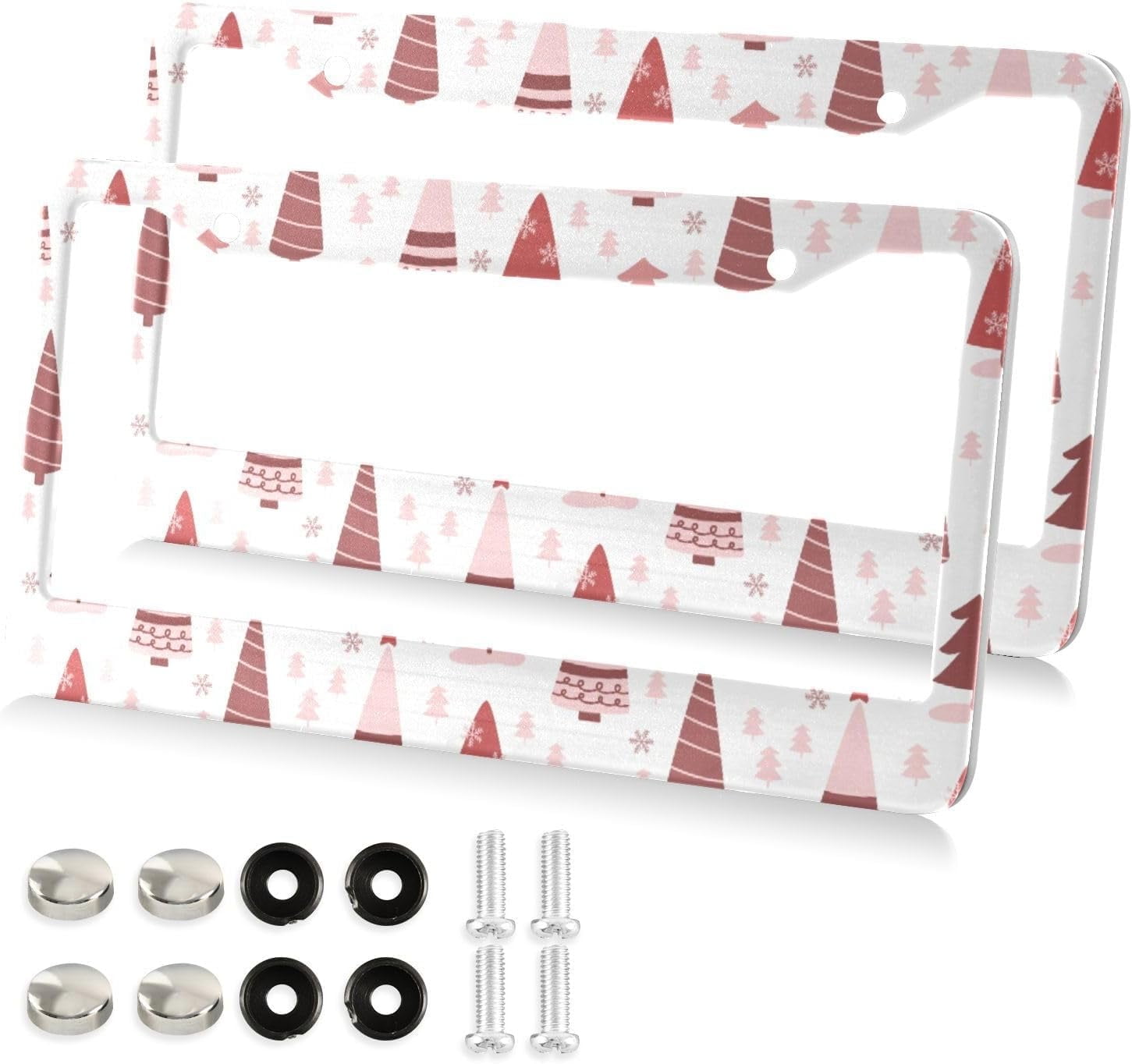 Cartoon Christmas Tree License Plate Frame - 2 Pack Universal Stainless ...