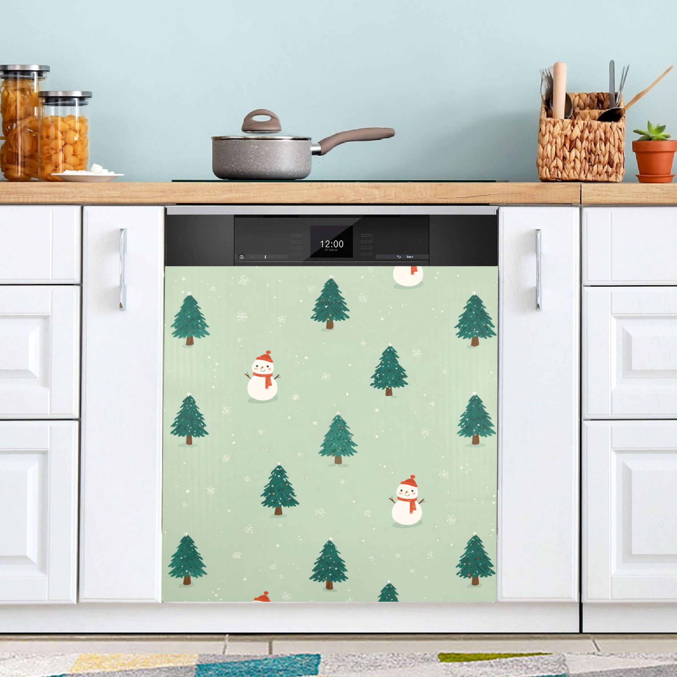 Cartoon Christmas Trees Snowman Dishwasher Magnet Refrigerator Magnetic ...