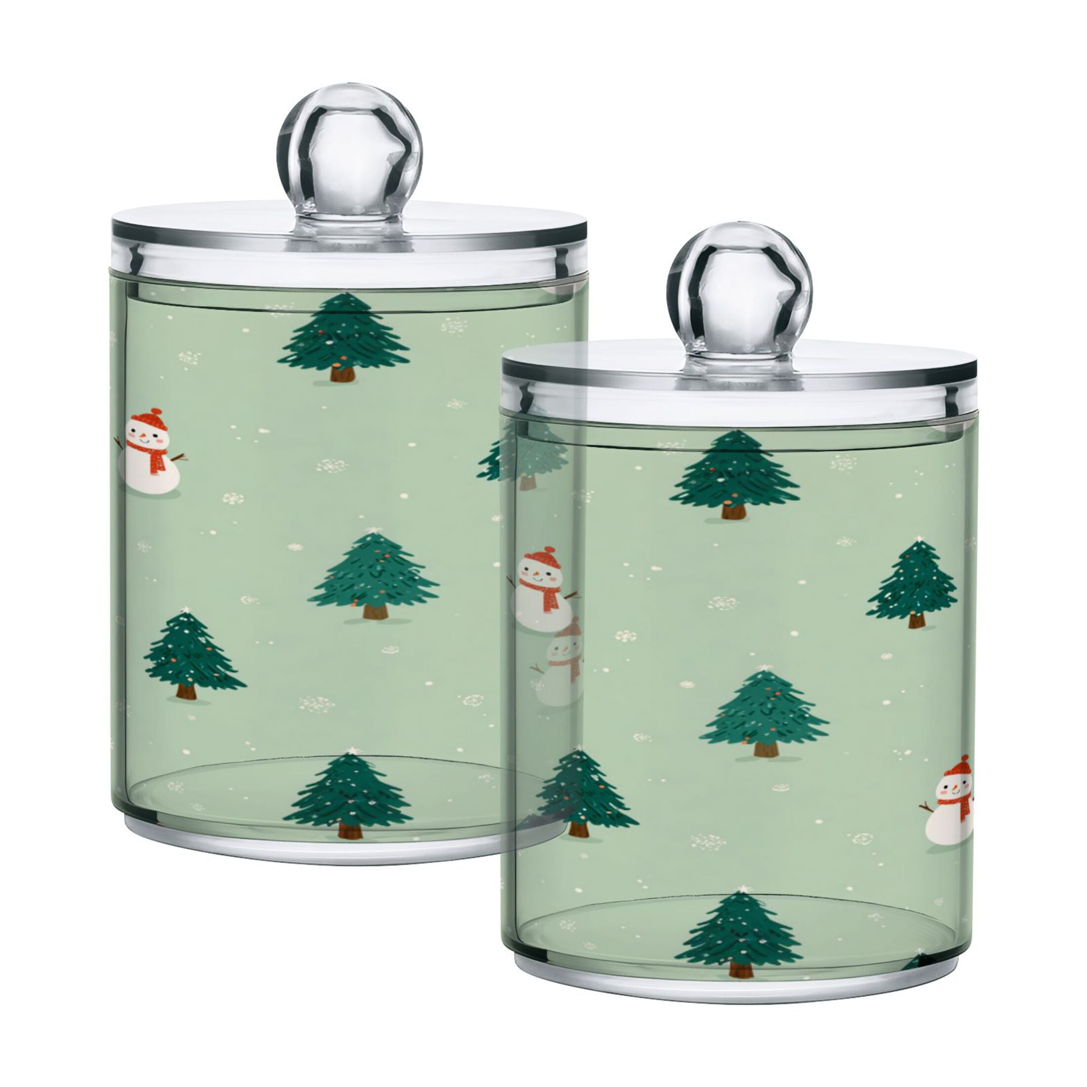Cartoon Christmas Trees Snowman Translucent Plastic Cans Storage ...
