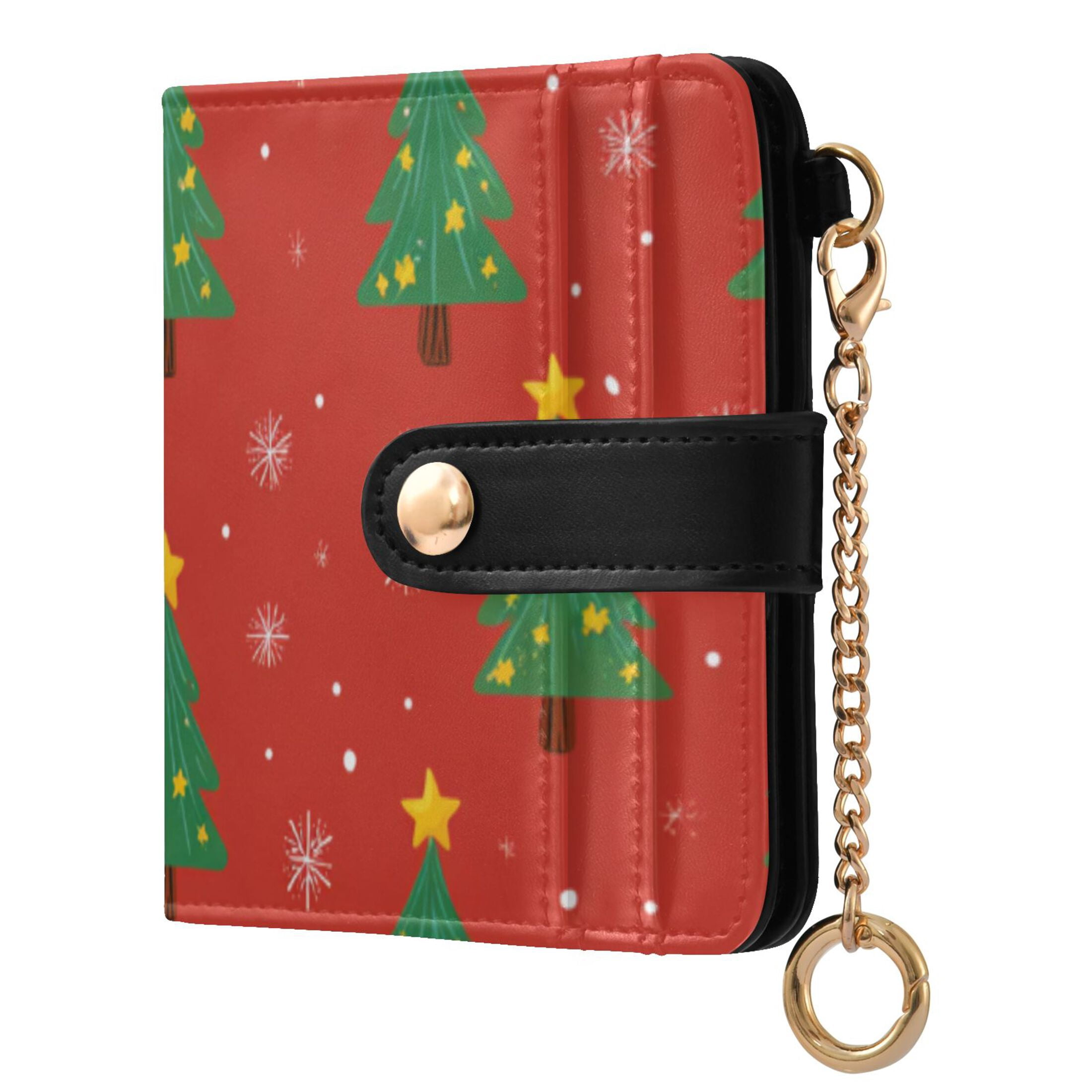 Cartoon Christmas Trees with Stars Women's Wallet PU Leather Card Cases ...